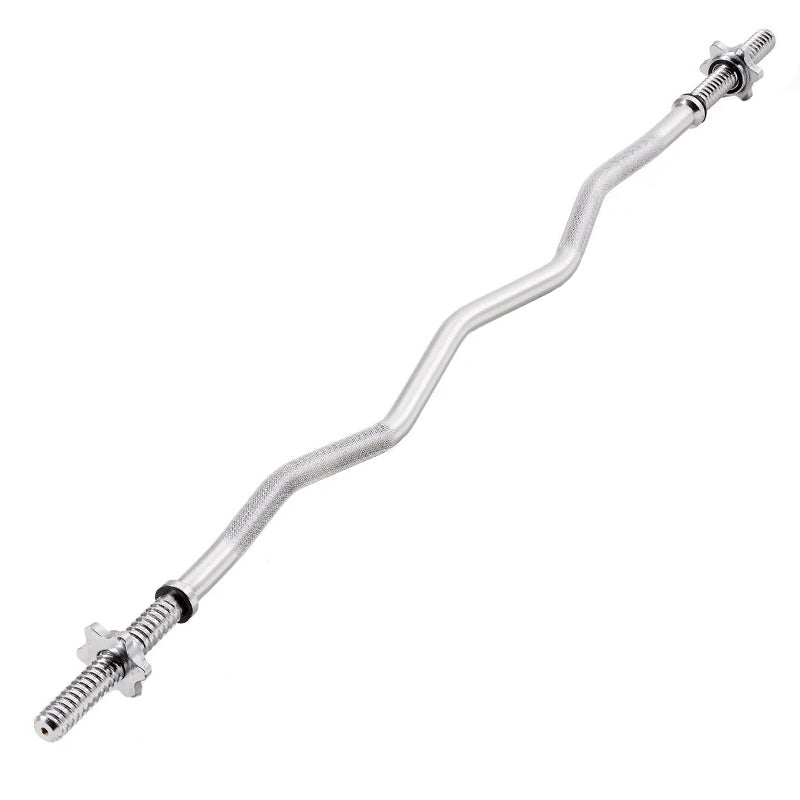 York Barbell Standard Spin Lock Solid Steel EZ Curl Bar w/ Collars 1"