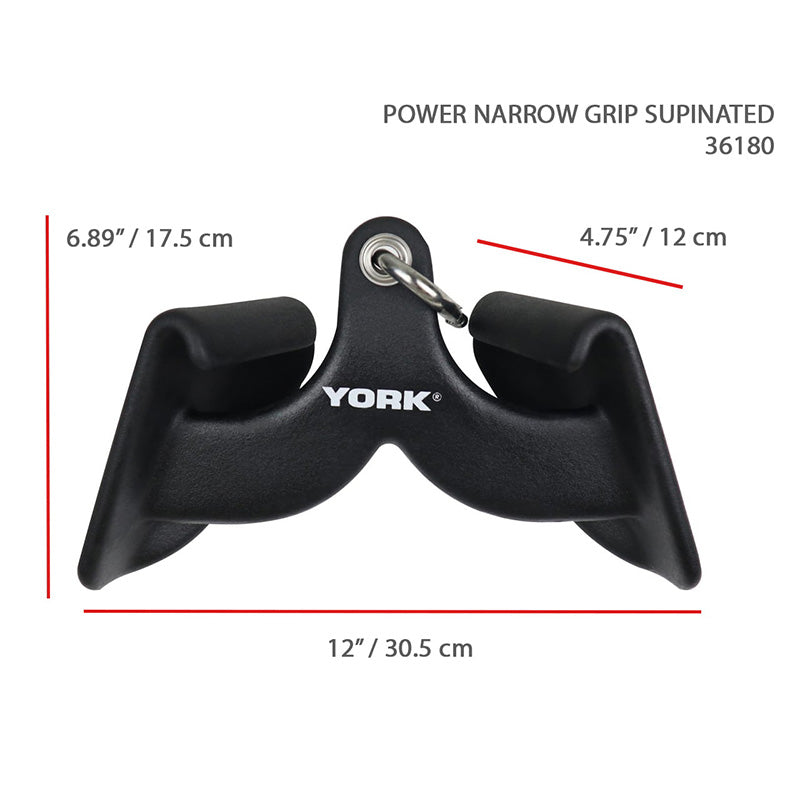 York Barbell | Power Narrow Grip - Supinated Cable Attachment - 12"