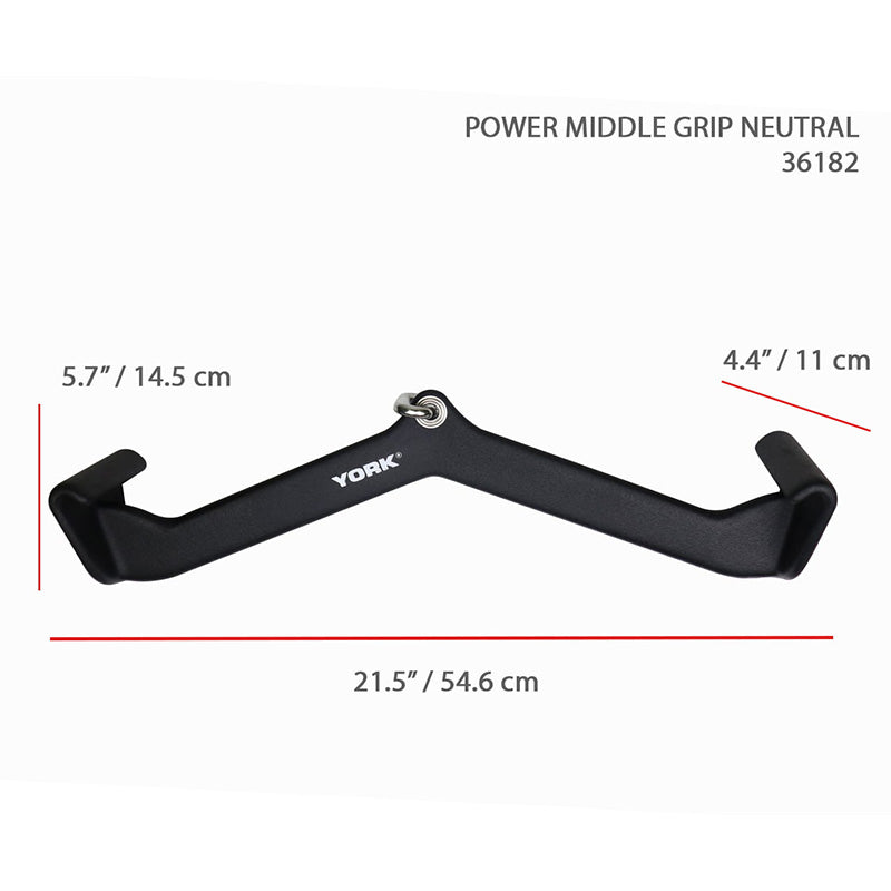 York Barbell | Power Middle Grip - Neutral Cable Attachment - 21.5"