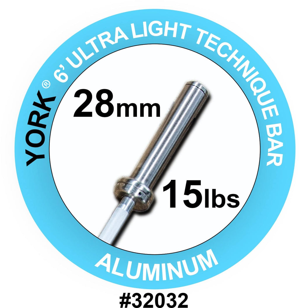 York Barbell | International Ultra-Lite 15Lb Aluminum Olympic Bar 6ft